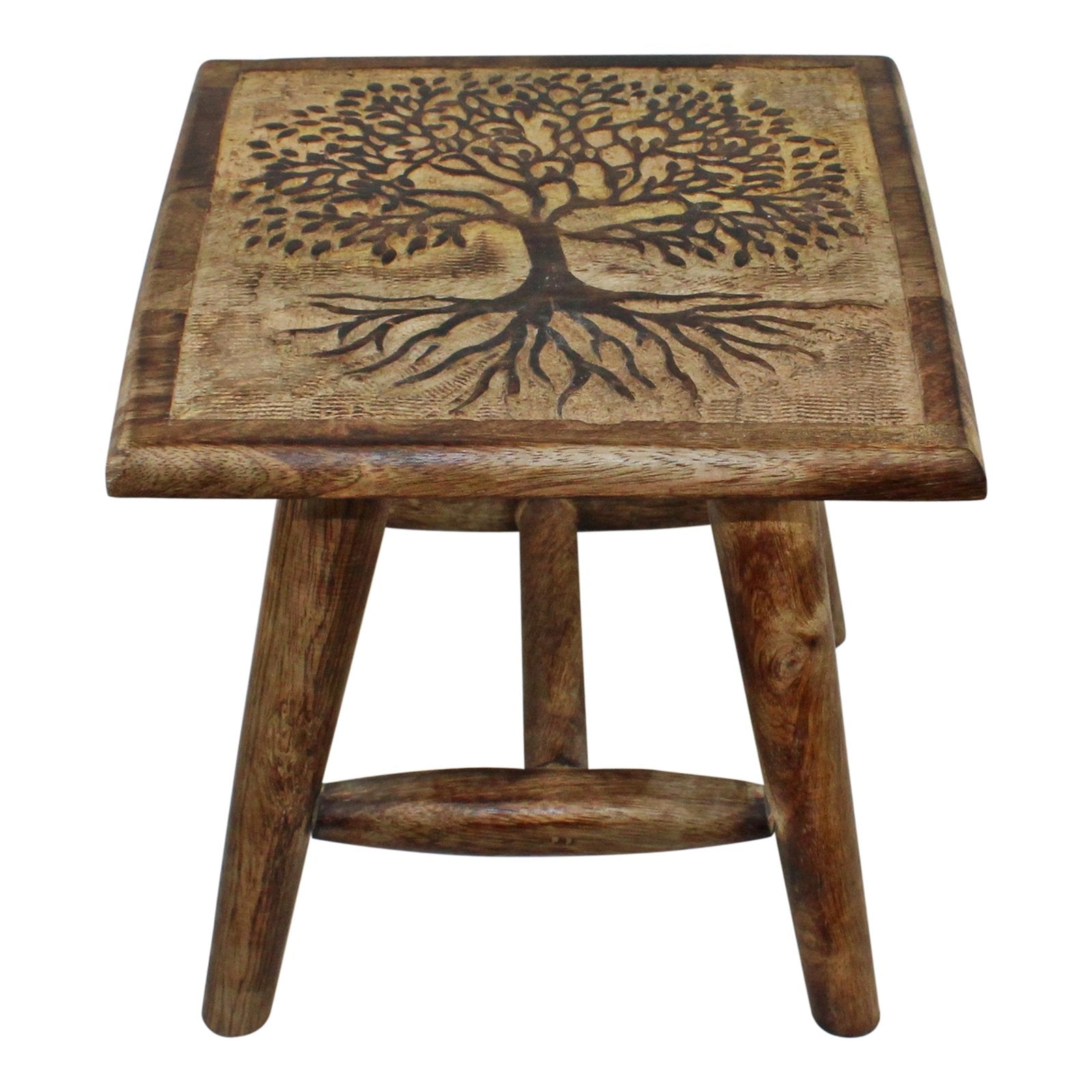 Tree of Life Hand Carved Stool, 25cm – Snug Haven Homeware